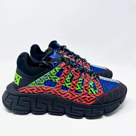 Versace | Shoes | Versace Mens Trigeca Sneakers Nerosaphiregreen | Poshmark